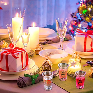 Set of 12 Christmas Shot Glasses 1.2 oz Holiday Cocktail Glasses Acrylic Christmas Shot Cups Green Red Team Naughty Team Nice Cups Novelty Acrylic Stemless Wineglass Party Shot Cups for Drinking Gift