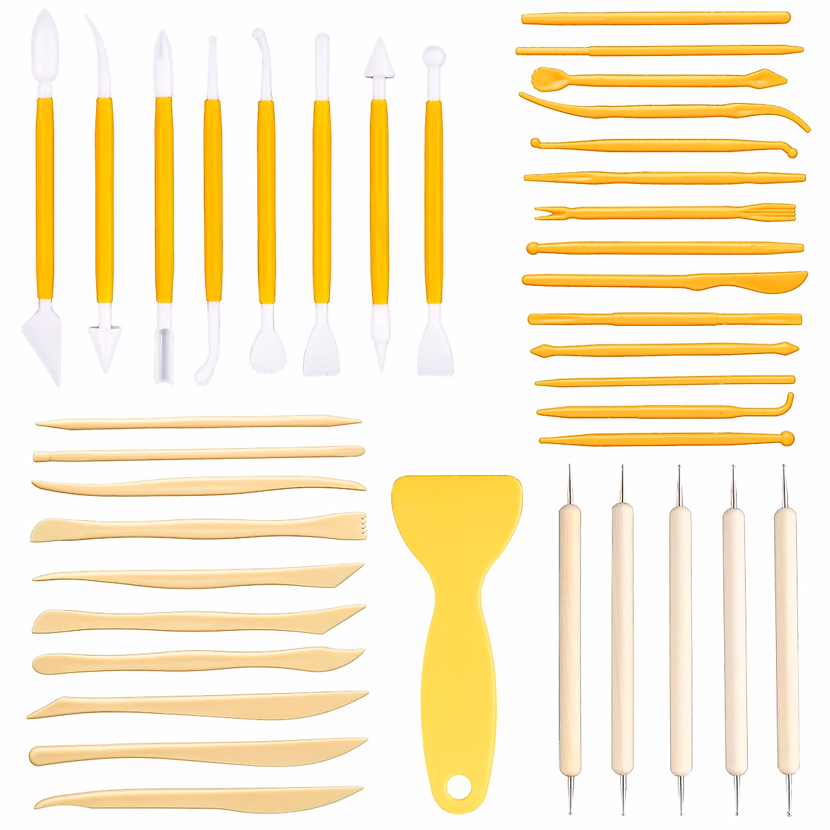 38Pcs Polymer Clay Tools for Kids, Pottery Clay Sculpting Tools Plastic Pottery Carving Tools Clay Modelling Tools Sculpture, Modelling Clay, Polymer, Ceramic, Embossing for Adults, Beginners