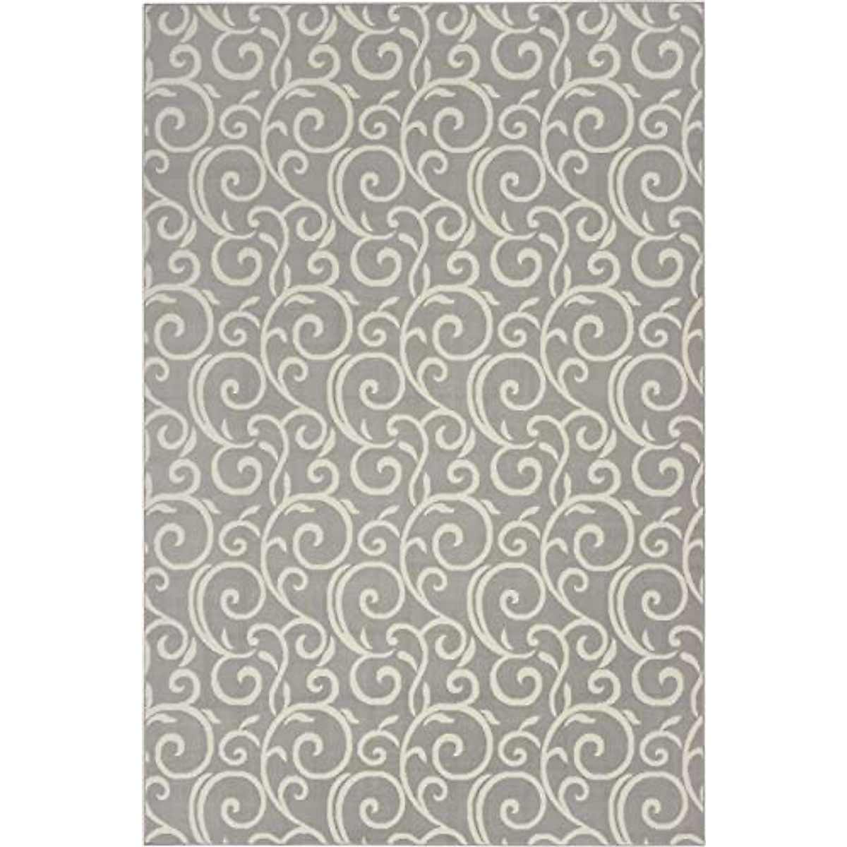 Nourison Grafix Floral Grey 6' x 9' Area -Rug, Easy -Cleaning, Non Shedding, Bed Room, Living Room, Dining Room, Kitchen (6x9)