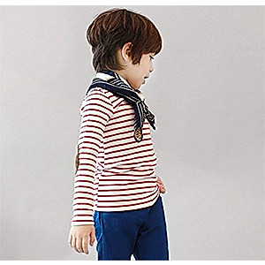 Kids Baby Girl Boy T-Shirt Long Sleeve Stripe Shirts Tops Toddler Fashion Basic Tee Blouses Outfits (Red, 6T)