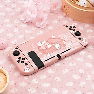 GeekShare Protective Case for Switch, Soft TPU Slim Case Cover Compatible with Nintendo Switch Console and Joy-Con (Steamed Bun Rabbit)