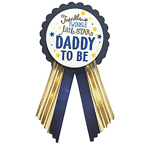 Daddy to Be Pin Twinkle Little Star Baby Shower Pin for dad to wear, Navy & Gold, It's a Boy Baby Sprinkle