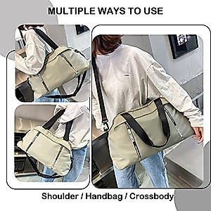 BASICPOWER Travel Duffel Gym Yoga Workout Tote Bag, Waterproof Overnight Weekender Bag, Dry-Wet Separated, with Yoga Mat Storage Tape, Grey