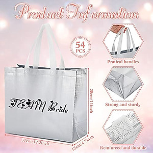 54 Pack Reusable Gift Bag Set Glossy Glitter Reusable Grocery Bag with Handle Non Woven Shopping Bags Tote Bag Wedding Gift Bag for Bridesmaid Birthday Party Wedding, Mixed Color, 11 x 12 x 4.7 Inch
