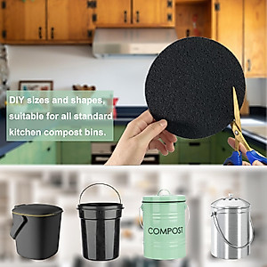 Compost Bin Charcoal Filters for Compost Bucket Kitchen Replacement Pail Carbon Filters 7.25 inch, Round, 12 Pack