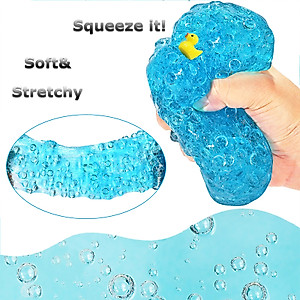 Premade Crystal Slime Sky Blue Jelly Cube Glimmer Crunchy Slime, Includes 4 Sets of Slime Add-ins, Party Favors for Kids, Sensory and Tactile Stimulation, Stress Relief, for Girls & Boys