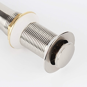 Bathroom Faucet Vessel Pop Up Sink Drain with Detachable Basket Stopper, Brushed Nickel Without Overflow