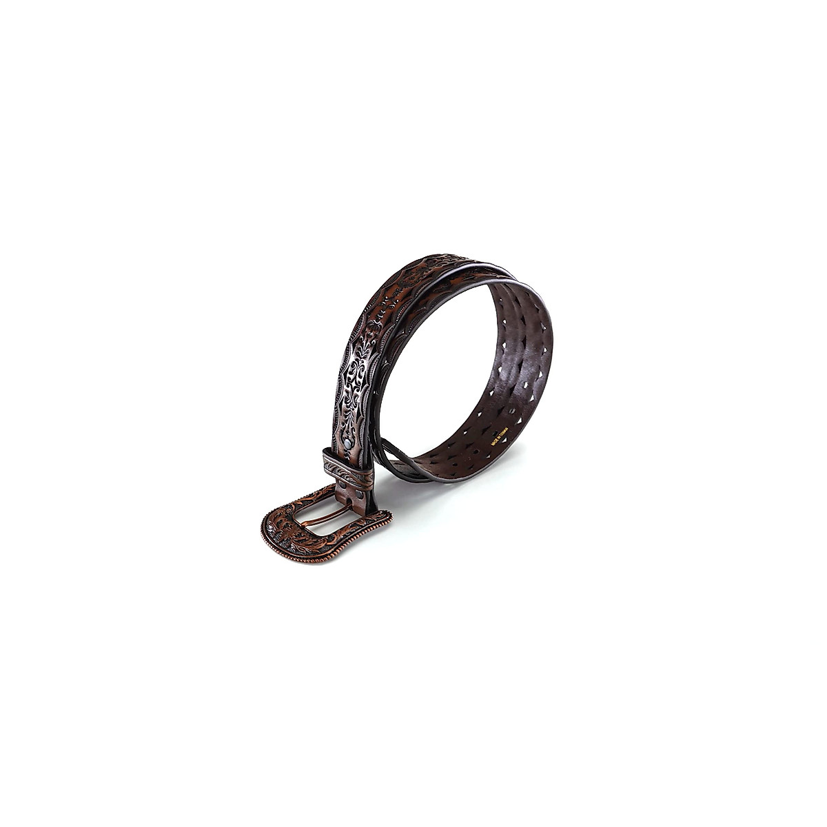 Ariat Women's Copper Buckle Triangle Cut Out Belt, Brown/Black, Small