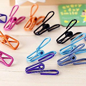 Hellopet Clothesline Clips, Clips for Clothes Bag Paper Document use Colorful Multipurpose Plastic-Coated Metal Clip, Chip Pack of 30