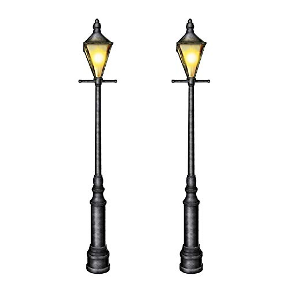 Beistle 2 Piece Jointed Cardstock Paper Lamppost Cut Outs Mardi Gras Decorations Christmas Party Supplies Fake Street Light Home Wall Decor, Black/Yellow/White