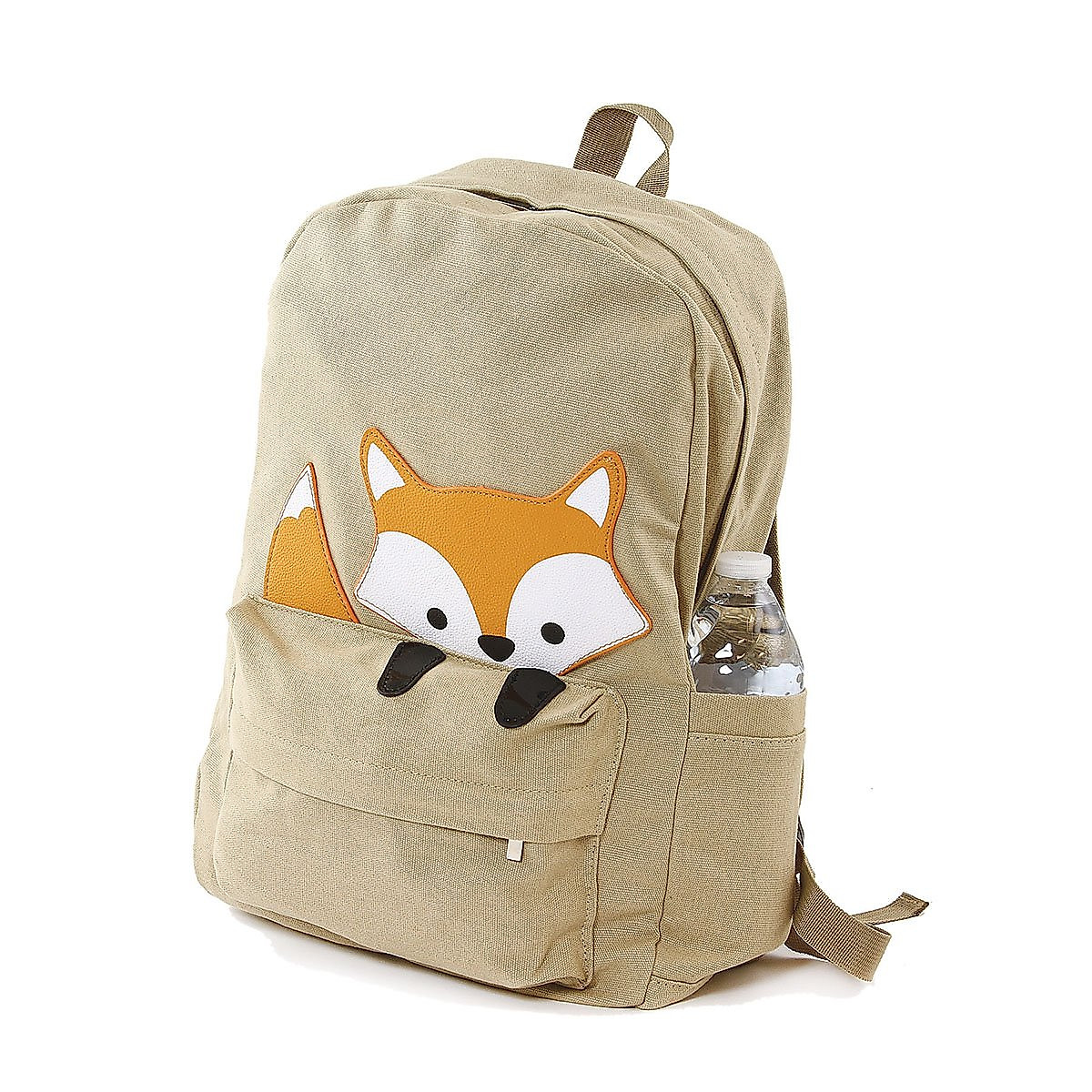 unison gifts 85120CN-KH Peeking Baby Fox Canvas Backpack, One Size, Multicolor