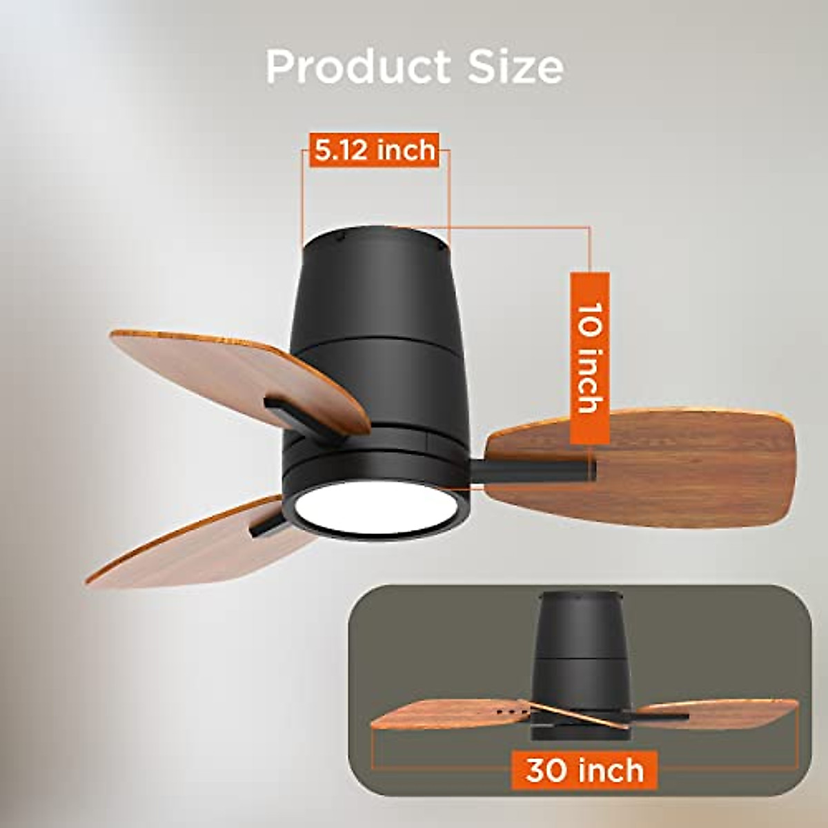 TALOYA Small Ceiling Fan with Lights and Remote Control 30 inch Multifunctional Quiet Fan with Three Color Temperature Light and Reversible Blades