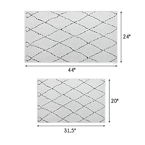 Sussex Home Non Skid Washable Kitchen Runner Rugs Set of 2 - Ultra-Thin Lattice Area Rugs for Laundry Room, Entryway, Bathroom - Multipurpose Set of 44 x 24 and 31.5 x 20 Inches Floor Mats