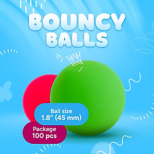 Entervending Bouncy Balls - Rubber Balls for Kids - Frosty Bounce Balls - 100 Pcs Large Bouncy Ball 45 mm - Super Ball Vending Machine Toys - Bouncing Balls Party Favors