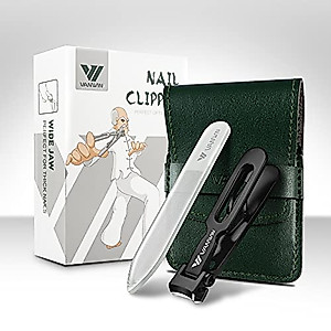VANWIN Nail Clippers for Thick Nails, 16mm Wide Jaw Opening Oversized Toenail Clippers Cutter with Sharp Curved Blade and Nail File, Heavy Duty Stainless Steel Fingernail Clippers for Seniors Elderly