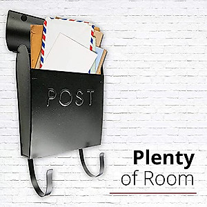 NACH Mailboxes for Outside Wall Mount, 12 x 11.2 x 4.5 inch, Black Mailbox, Waterproof Mailbox with Outdoor Newspaper Holder - The Euro Mailbox