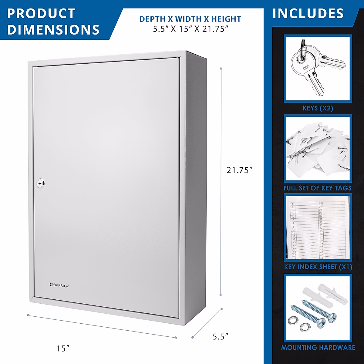 BARSKA Large Key Cabinet with Key Lock (240 Position Key Cabinet)