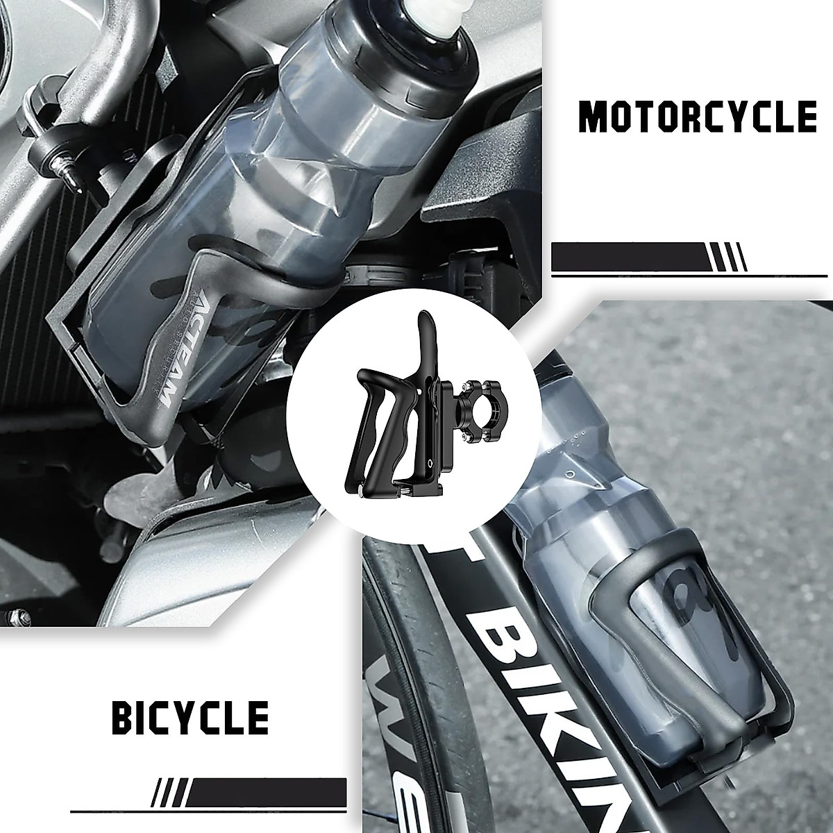 Bike Cup Holder, Motorcycle Water Bottle Holder 360° Rotation Adjust Bicycle Handlebar Water Bottle Cages, Upgraded Expandable Design Drink Holder for Bicycle, Motorcycle, ATV, Stroller, Wheelchair