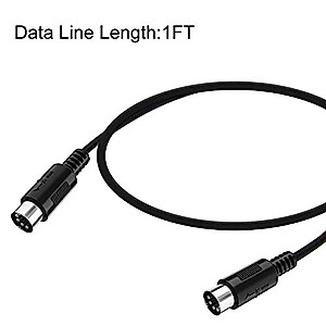 5 Din Midi Cable, Ancable 1-Feet 5 Pin Din Male to Male Plug Midi Cables with Molded Connector Housing Compatible with Piano Keyboard