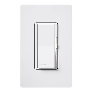 Lutron Diva Dimmer for Incandescent and Halogen, 600-Watt, Single-Pole, with Wallplate, DVW-600PH-WH, White