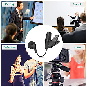 Wireless Instrument Microphone,UHF Clip Condenser Mic,for Horns,Trumpets,Clarinets, Saxophones, Cello, Computer, Phone, Speakers, Voice Amplifier 131ft Range, 1/8 and 1/4'' Port