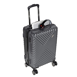 Olympia U.S.A. Luggage Matrix 3-Piece Pc Exp. Hardcase Spinner Set W/Hidden Compartment, GRAY