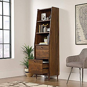 Sauder Harvey Park Dresser, L: 60.71" x W: 17.48" x H: 31.06", Grand Walnut Finish & Harvey Park Narrow Bookcase, Grand Walnut Finish
