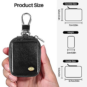 MRPLUM Earbud Carrying Case Small Compatible with AirPods PU Leather Hard Portable Earphone Case Protective Storage Pouch Bag with Mesh Pocket & Keychain for Wireless Headphone USB Cable (pitch-black)