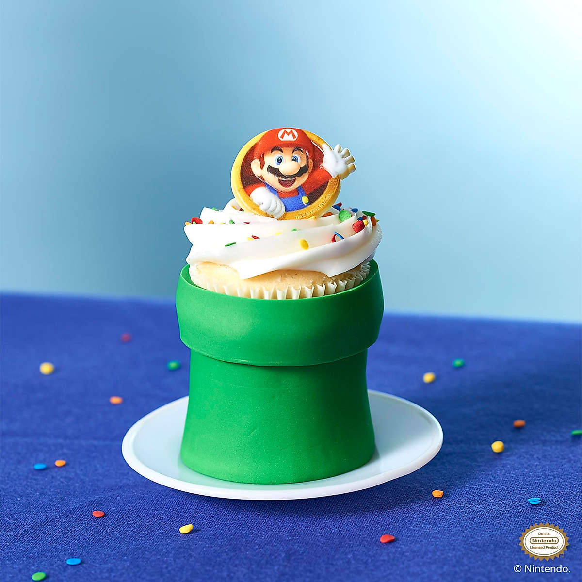 DecoPac Super Mario Rings, 24 Nintendo Cupcake Decorations Featuring Mario And Luigi, Cake Toppers For Birthday, Gaming, Party - 24 Pack