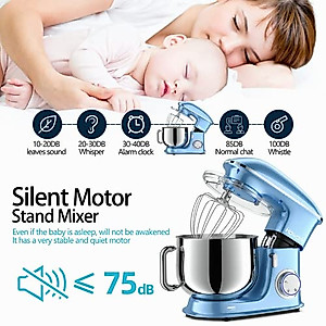 HOWORK Stand Mixer, 8.45 QT Bowl 660W Food Mixer, Multi Functional Kitchen Electric Mixer With Dough Hook, Whisk, Beater, Egg White Separator(8.45 QT, Red)