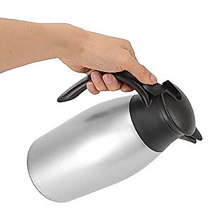 2L Stainless Steel Tea Pot, Household Coffee Pot Cold Water Kettle, Short Spout Cold Drink Kettle for Coffee Tea Beverages(Silver)