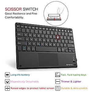 Fintie Ultrathin 4mm Wireless Bluetooth Keyboard with Built-in Multi-Touch Touchpad for iPad, iPhone, Samsung Galaxy, Nexus, Microsoft Surface, HP and Other Bluetooth Devices [Retail Packaging]