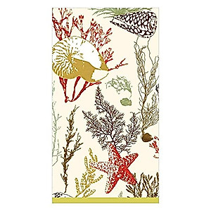 Entertaining with Caspari Marine Study Paper Guest Towels (15 Pack), Ivory