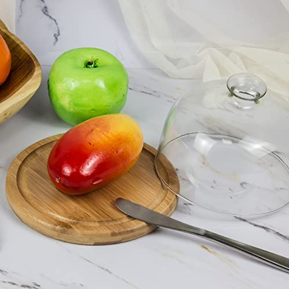 KVMORZE Glass Dessert Dome with Base, Mini Decorative Cake Tray with Glass Dome Cover, 5.9" Cake Fruit Display Server Tray for Kitchen, Birthday, Wedding, Appetizer Dessert and Cheese Serving Platter