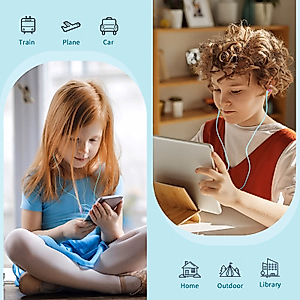 AnRuk Cute Donut Earbuds for Kids, Kid Size Wired Earbud & in-Ear Headphones with Microphone and Lovely Earphones Storage Case Gifts for School Girls and Boys (Cut Blue)