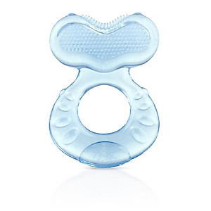 Nuby Silicone Teethe-eez Teether with Bristles, Includes Hygienic Case, Blue