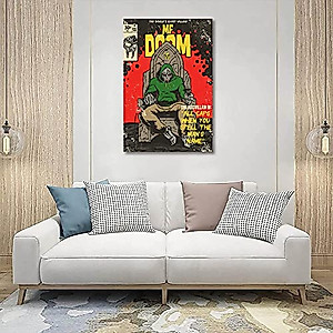 MF Doom Poster Home Decor Rapper Posters Hd Canvas Music Wall Art Hanging Picture Print Living Room Bedroom Decorative Painting (C,12x18in Unframe)
