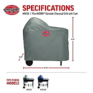 Char-Griller 6555 Akorn Kamado Cart Grill Cover, Grey