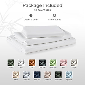 JELLYMONI Duvet Cover King Size, Cooling Duvet Cover 100% Viscose derived from Bamboo, Breathable - Organic Bedding Set for Hot Sleeper, 3 Pcs, White