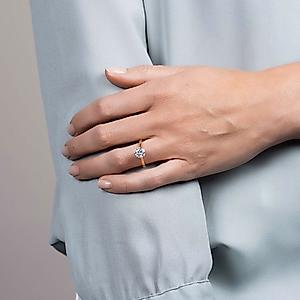 Charles & Colvard Forever One 8mm Round Cut Moissanite Engagement Ring for Women | 1.9 cttw DEW | Lab Grown | Solid 14K Yellow Gold | Size 7