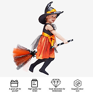 Ciieeo Witch Broom Halloween Witches Broom Plastic Spider Broom Props Halloween Costume Haunted House Decoration Masquerade Show Dress Up Supplies Toddler Clothing