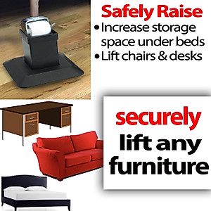 iPrimio Aluminum Heavy Duty Bed Risers - Metal, 5 Inch Lift, 4 Pack, Up to 9,000lbs - Bed Raising Blocks, Furniture Risers - Tall, Safe, Sturdy Bed Lifts for College Dorm, Couches, Bed Frame Riser