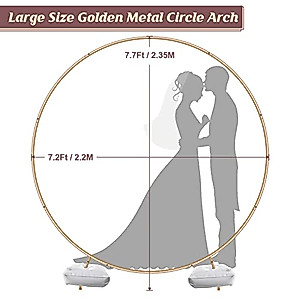 IDAODAN Round Backdrop Stand, 7.2ft(2.2m) Golden Circle Balloon Arch Backdrop Round Balloon Arch Stand Circle Arch Round Arch for Wedding Baby Shower Birthday Photo Background Supplies Decorations