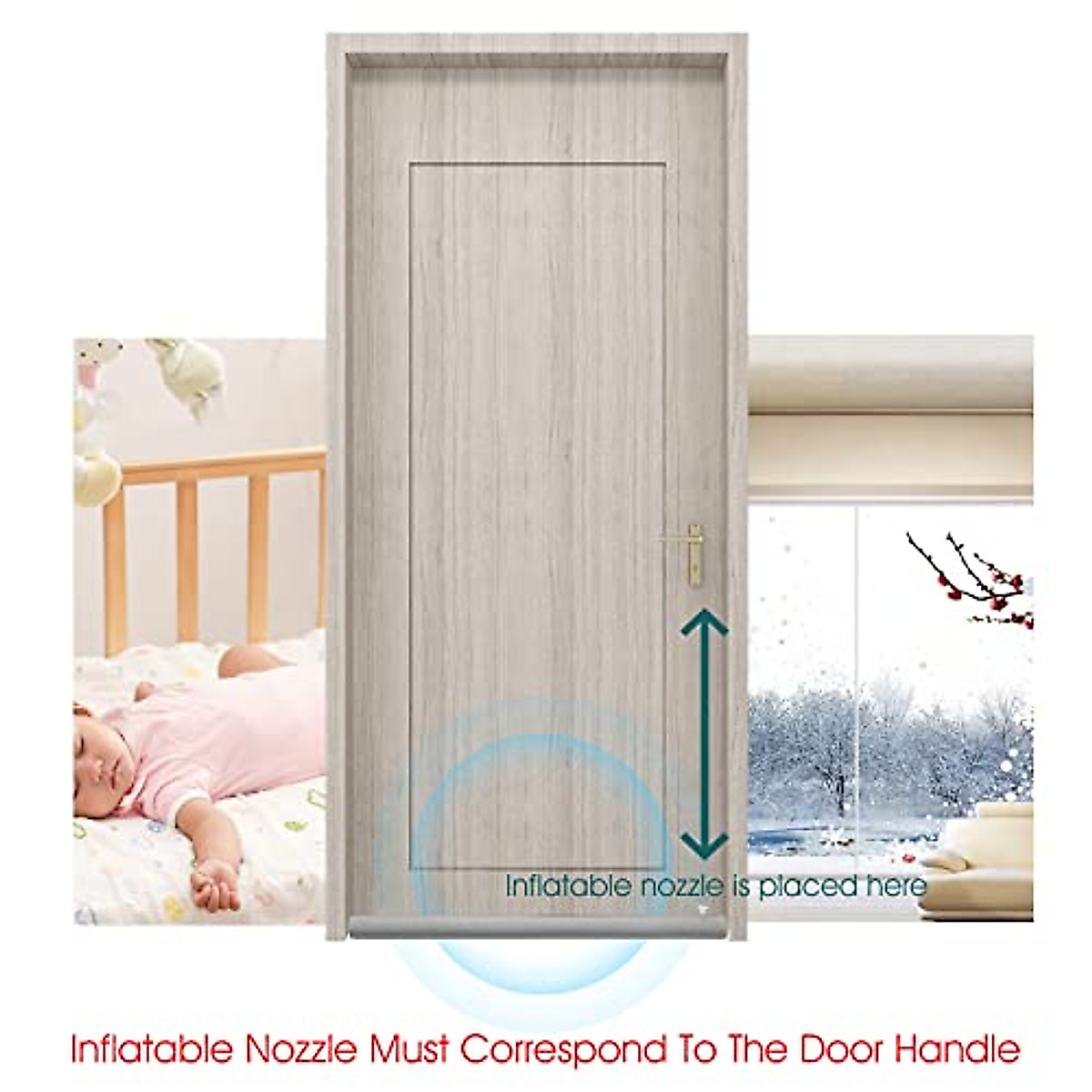 PearlLives Door Draft Stopper for Bottom of Door Air Cushion Bottom Door Seal Under Door Draft Blocker Door Sweep Dust and Noise Blocker (Grey, 34-36INCH)