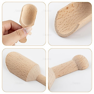 AUEAR, Mini Wooden Scoops Unpainted Wooden Kitchen Spoon for Candy Spices Parties Bath Salts Candy Essential (20 Pack, Half Handle)