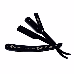 Ruvanti Straight Edge Razor for Professional Barbers, Best for Salon and Home Use - for Men's Shave (Black)