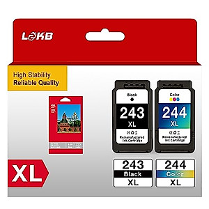 L2KB Remanufactured Ink Cartridge pg-243 cl-244 Ink 243 for Canon Printer Ink 243 244xl for Canon Ink cartridges 243 and 244 for Canon MG2522 TS3122 TS3322 TR4520 Printers (1Black/1Tri-Color, 2PK)