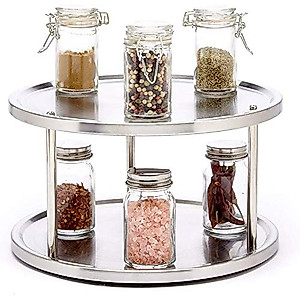 Simpli-Magic Lazy Susan, 2-Tier, Brushed Stainless Steel