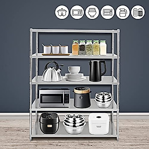 LiFuJunDong Stainless Steel Shelves Kitchen Shelving 59x17.7x68.9 Inch 5 Tier Heavy Duty Shelf Metal Rack Shelving Units and Storage for Kitchen and Garage