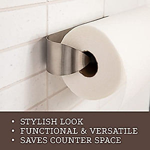 Wood Grip | Contemporary Paper Towel Holder Under Cabinet | Paper Towel Holder Countertop (Satin Nickel)